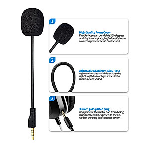 JHK Replacement Game Mic for Steelseries Arctis 1 Headphone | Detachable Microphone Boom for Arctis 1 Computer PC Gaming Headsets 3.5mm Jack Noise Cancelling (Black)