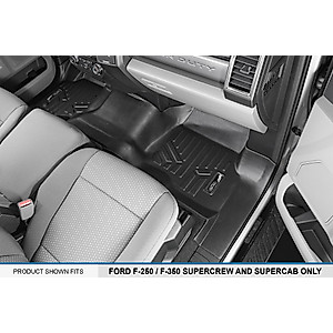 MAXLINER Custom Floor Mats 2 Row Liner Set Black Compatible with 2017-2022 Ford F-250/F-350 Super Duty Crew Cab with 1st Row Bench Seat