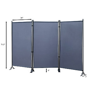 Proman Products Galaxy Outdoor/Indoor Room Divider (3-Panel), 102" W X 16" D x 71" H, Gray