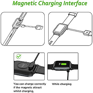 Qunions Charger for Wyze Watch, 2Pcs Replacement USB Charging Cable for Wyze Smart Watch 44mm 47mm (3.3 feet +2.2 feet)