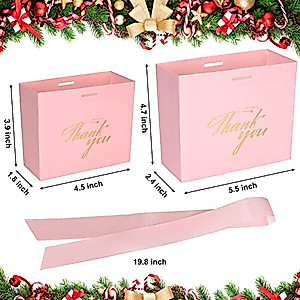 DESOEE Small Gift Bags Thank You Party Favor Bags 20 Pack with Pink Bow Ribbon, Treat Boxes Mini Paper Bags Bulk for Wedding Baby Shower Holidays Birthday Party