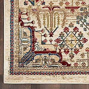 Nourison Revel Floral Ivory 3' x 5' Area -Rug, Easy -Cleaning, Non Shedding, Bed Room, Living Room, Dining Room, Kitchen (3x5)