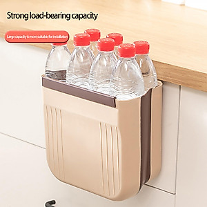 Generic Kitchen Compost Bin for Counter Top or Under Sink, 2024 New Hanging Small Trash Can for Cupboard, Bathroom, Bedroom, Office, Camping, Indoor Compost Bucket, Foldable Waste Container, Coffee