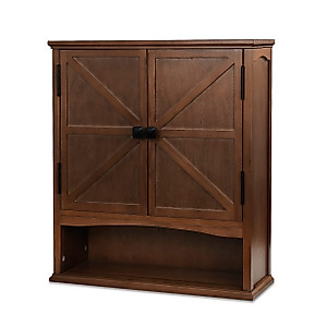 CONSDAN Bathroom Wall Cabinet, Wood Kitchen Cabinet Wall Mounted, USA Grown Solid Poplar Hardwood Structure Hanging Wall Storage Cabinet Over The Toilet, Medicine Cabinet with Two Doors and Shelves