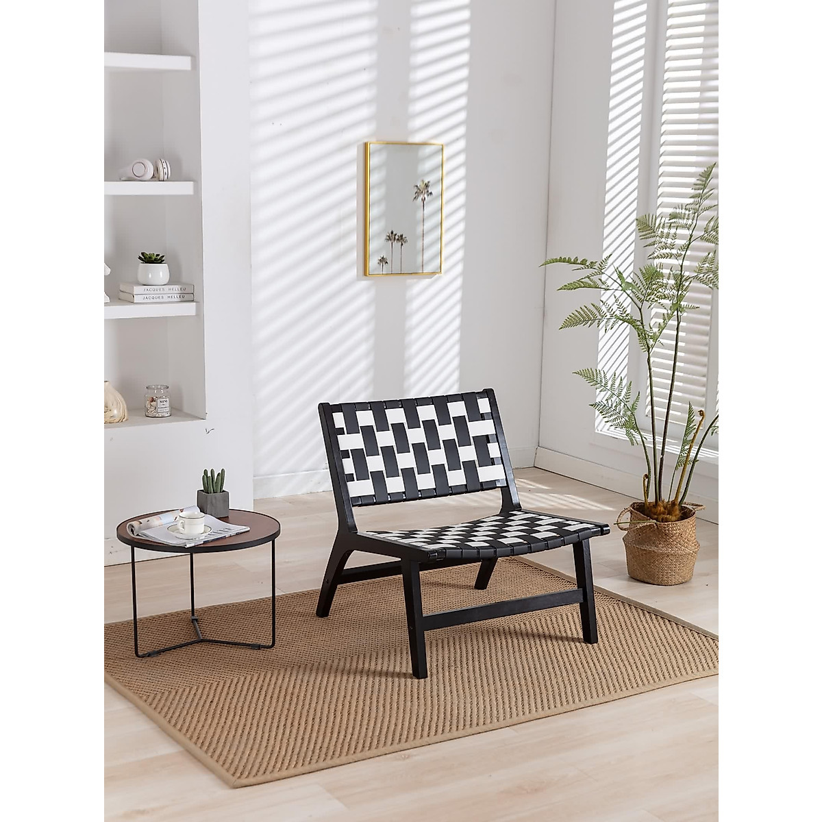 Living Room Accent Chair, Comfort Chair Armless Rubberwood Black White Modern Home Furniture 26.18" Lx28.35 Wx28.35 H