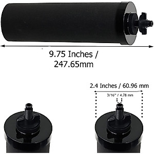Virego 2-9BB Water Filters, Black 2-9BB Purification Elements Certified by NSF/ANSI 42, for Berkey 2-9BB Black Filters Replacement Compatible with Berkey Gravity Filtration System (Pack of 2)