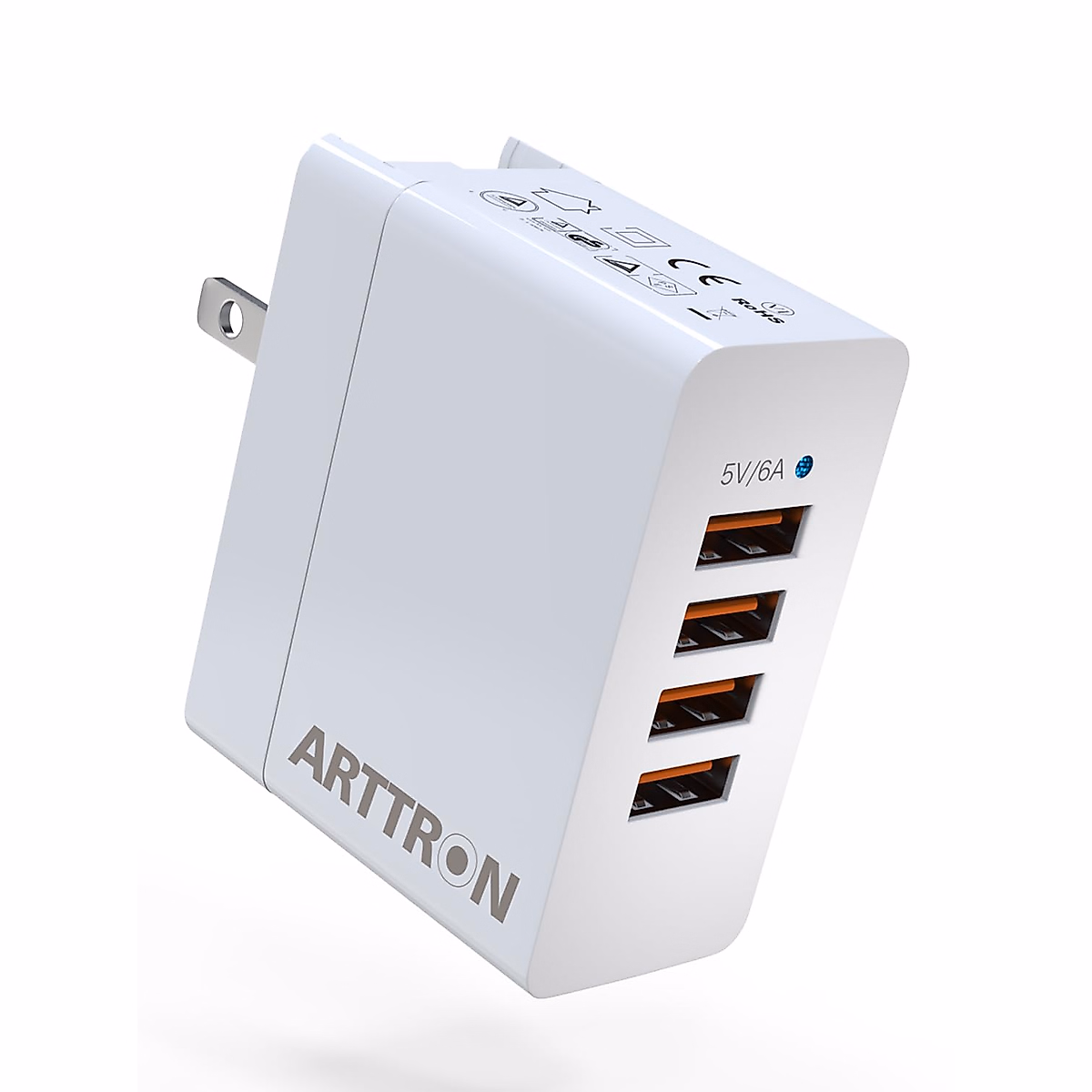 USB Wall Charger,Arttron 30W 4-Port USB Wall Charger Adapter,USB Charging Stations Lightweight Design,Foldable Wall Plug Multiport Charger for iPhone iPad Tablets Smartphones, Home Office Use