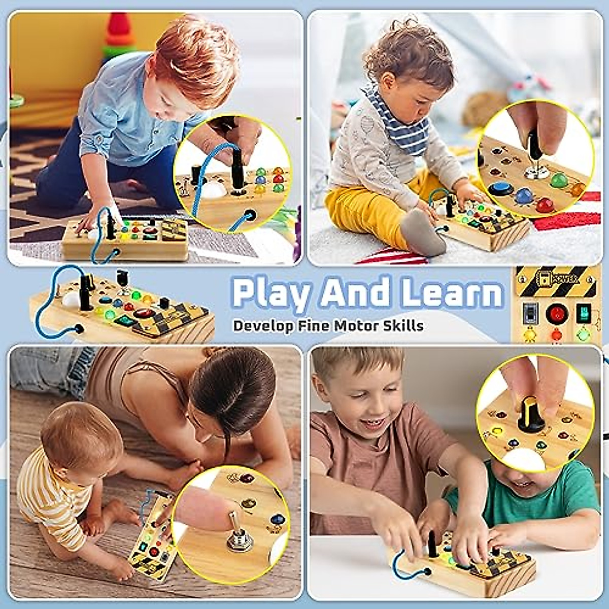 Sumsoltic Busy Board with LED Light,Montessori Toys for 1 2 3 Year Old,Baby Sensory Toy,Preschool Learning Activities,Toddler Toys,Christmas&Birthday Gift for Toddler Boy&Girl