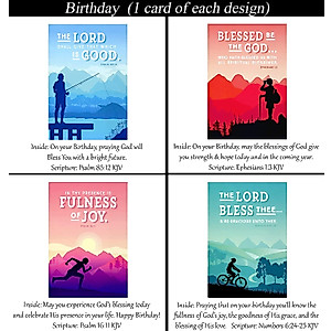 Birthday (No Repeated Cards) 32 Design Christian/Religious Greeting Card Assortment ~ Scripture in every card