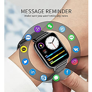 Lefitus Smart Watch with Call Receive/Dial for Android Phones and iPhone Compatible,Fitness Tracker 1.7" Full Touchscreen with Heart Rate Monitor Waterproof Smartwatch for Women Men