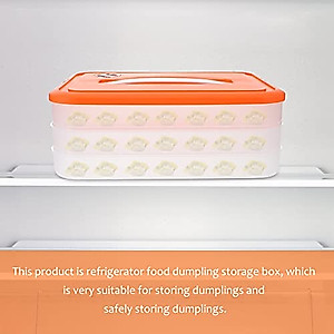 YARNOW 3 Layer Dumpling Freezer Box Refrigerator Dumpling Storage Box Fresh- Keeping Food Storage Containers with Lid for Home Kitchen Refrigerator Orange