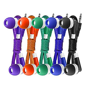 Keewonda Bulk Earbuds Headphones 100 Pack Earphones Wholesale Classroom Ear Buds Kids Bulk Headphones Mixed 5 Assorted Colors Earbuds for Schools, Libraries, Hospitals (Mixed-Color)