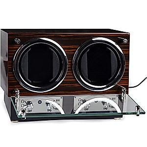 The Luxury Box - Paragon 2 Glass Window Display Double Watch Winder - Color: Ebony (Lacquer)