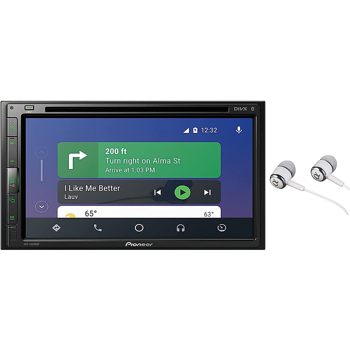 Pioneer Multimedia Double-Din In-Dash 6.2" WVGA Display Receiver Apple CarPlay. Built-in Bluetooth, AppRadio Mode/ Spotify & Pandora Bundled with Alphasonik Earbuds