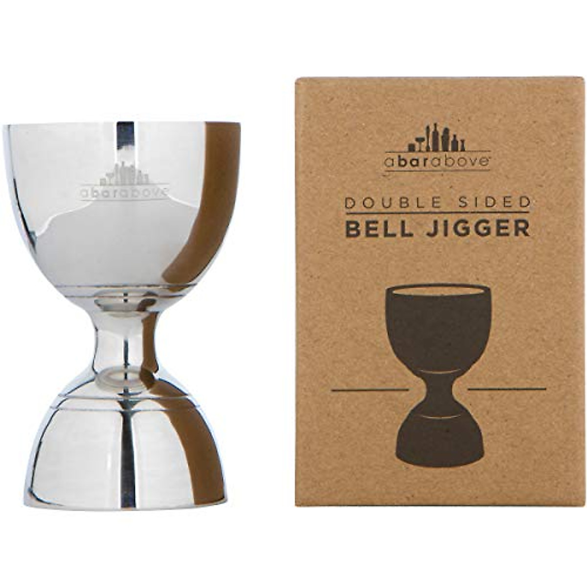 A Bar Above Premium Bell Jigger with 10 Measurements Inside - Professional & Heavy-Duty 304 Stainless Steel Cocktail Double Jigger for Bartending - Bar Tools For Measuring Cocktail Shots 1oz / 2oz