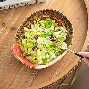 YINYUEDAO Turkey Style Ceramic Salad Bowl - Multifunctional Serving Bowl for Fruit, Ramen, Salad, Pasta, Soup, Popcorn - Ideal large bowl for Parties, Festivals, Events, etc.