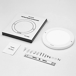 Youtob LED Flush Mount Ceiling Light, 15W 100 Watt Equivalent, 1200lm White Round Lighting Fixture for Kitchens, Closets, Stairwells, Basements, Hallways, Laundrys(Cool White 4000K-White)