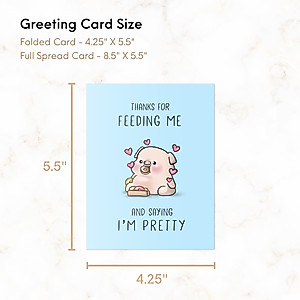 ALY LOU Anniversary Card, Birthday Card, Her Him/Girlfriend Wife/Husband Boyfriend, Friendship Thank You Kawaii Greeting Card (Thanks For Feeding Me ...)