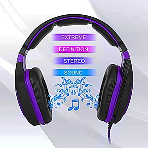 Anivia Gaming Headset Bass Surround Sound Stereo PS4 PS5 Headset with Microphone Volume Control Noise Canceling Mic Over-Ear Headphones Compatible for PS4 Xbox one Laptop PC Mac Purple