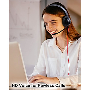 EAGLEND USB Headset with Mic for PC, On-Ear Computer Laptop Headphones with Noise Cancelling Microphone in-line Control for Home Office Online Class Skype Zoom