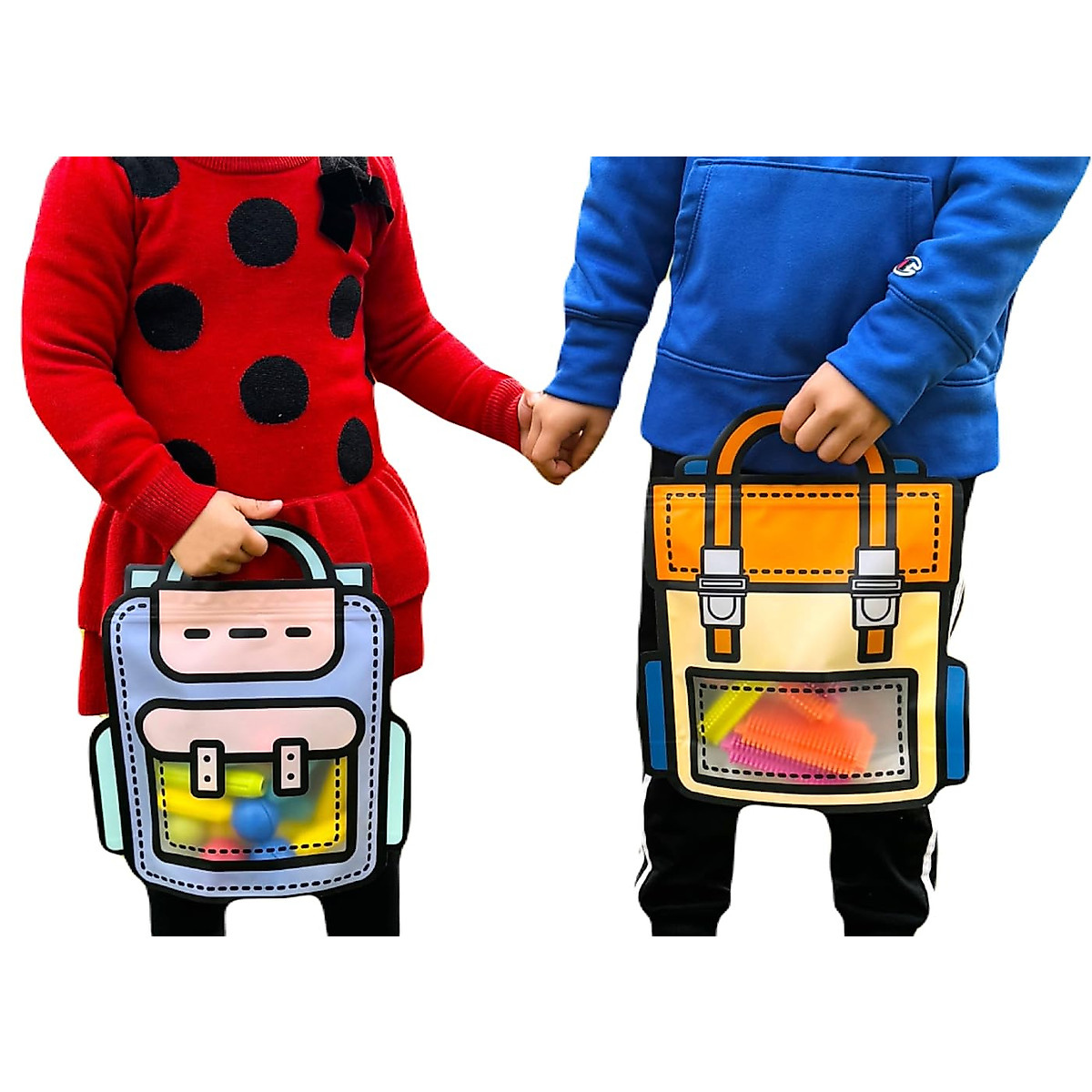 Trendybag Orange and Purple Top-handle Party Goodie bags, Grip n’ Seal gift bags with Stand-up Bottom, birthday bags, 20 Pcs (Small, Orange)