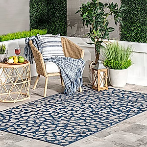 nuLOOM Terenia Leopard Indoor/Outdoor Area Rug, 8' x 10', Blue