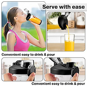 Portable Blender, Personal Size Blender for Shakes and Smoothies, Blender with 6 Blades, 20oz Mini Mixer Rechargeable for Kitchen/Gym/Travel/Office, BPA-Free,Black