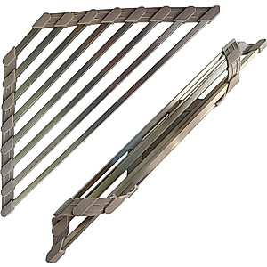 ZhildChen Sink Corner Folding Triangle Drain Rack Household Kitchen Sink Storage Rack Dish Water Filter Rack roll up Dish Drying Rack Triangle Non-Slip Water Filter Rack Triangle Sink Rack (Grey)