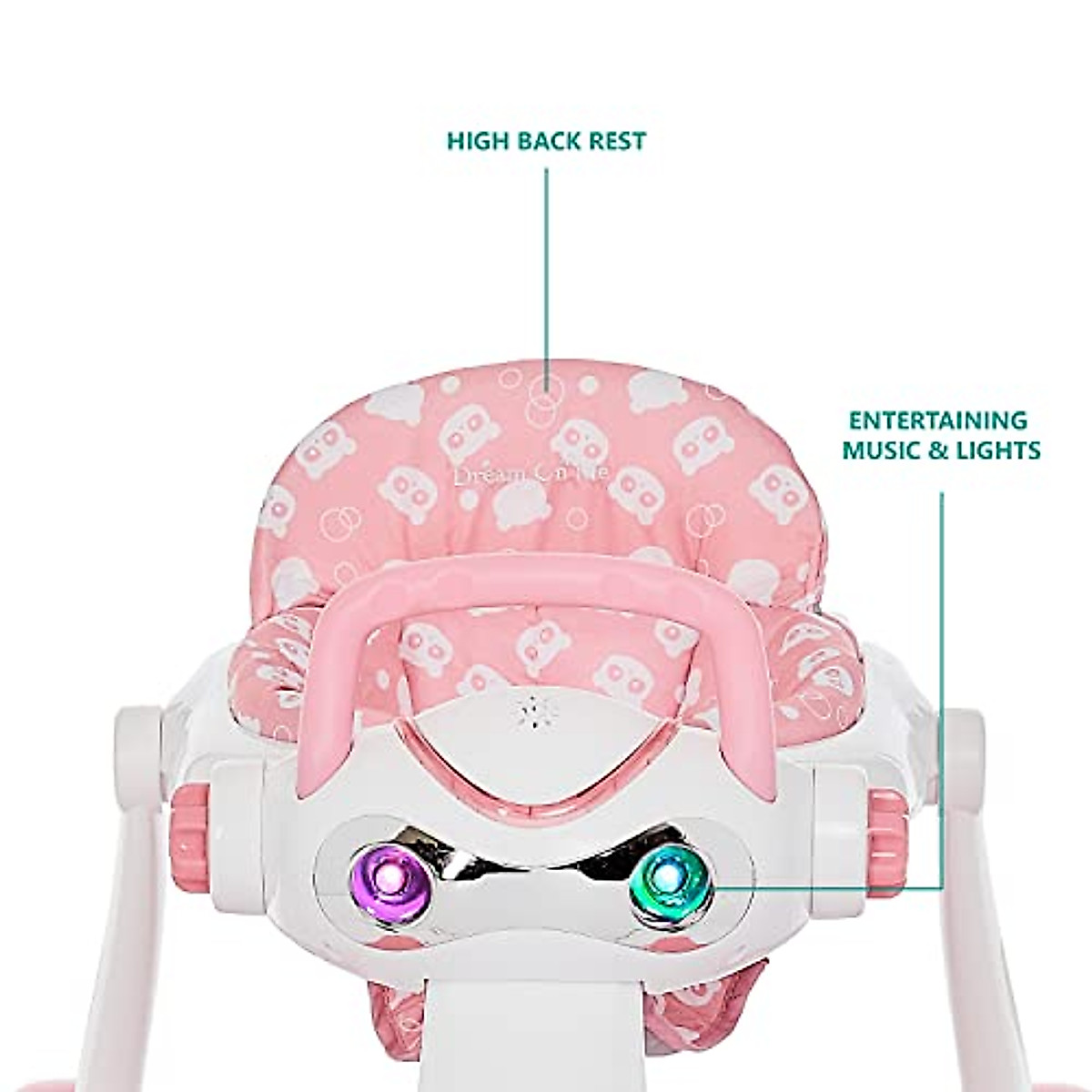 Dream On Me 2-in-1 Charlie Baby Walker, Easy Convertible Baby Walker, Walk Behind, Height Adjustable, Speed Adjusting Wheels, 360-degree Rotating Seat, Pink
