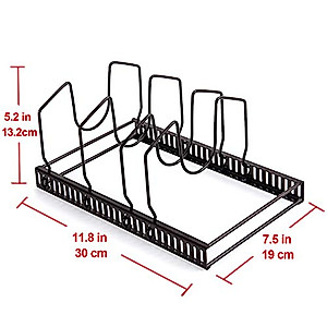 Levanco 7+Holder Adjustable Lids Organizer Rack for Kitchen Bakeware, Dinnerware, Cookware, Cutting Boards, Plates, Pot Lids