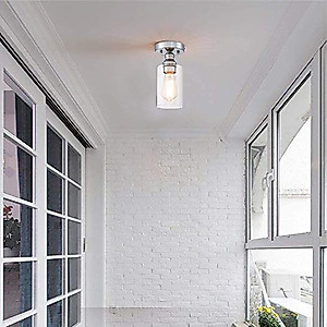 WISBEAM Semi Flush Mount Ceiling Light Fixture, E26 Medium Base, Metal Housing with Clear Glass, ETL Rated, Bulbs NOT Included, 1-Pack
