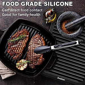 Anaeat 2 Pack Silicone Trivets for Hot Pots and Pans - Heat Resistant Real Silicone Hot Pads for Kitchen Counter, Multi-Purpose & Durable Trivet Mat for Hot Dishes, Jar Opener, Spoon Holder (Black)