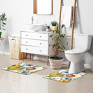 Pumpkins Sunflowers Bathroom Rug Mat Soft Absorbent Bathroom Rugs Mats Washable Bath Mats Rugs Non Slip Bath Mat Runner Rug for Bathroom Tub Bath, Rectangle Shower Rug