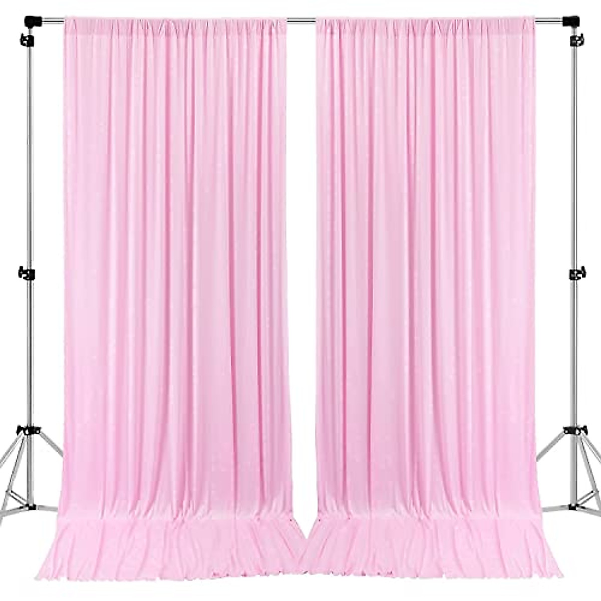 10 ft x 10 ft Wrinkle Free Pink Backdrop Curtain Panels, Polyester Photography Backdrop Drapes, Wedding Party Home Decoration Supplies