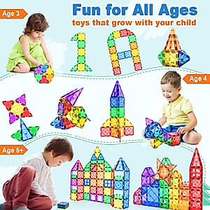 Huge Pack 180PCS Magnetic Tiles Set Magnet Toys with Ferris Wheel and Cars - Magnetic Blocks STEM Learning Building Construction Toddler Kids Toys for 3+ Year Old Boys and Girls