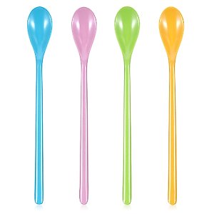 4Pcs 8.9 Inches Long Handle Spoons Iced Tea Spoons Long Handle Mixing Spoon Long Plastic Ice Handle Spoon Coffee Spoons Colorful Teaspoons Long Teaspoons for Ice Cream Sundae Cocktail Hot Chocolat