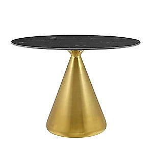 Modway Tupelo Oval Artificial Marble 42" Dining Table, 42 Inch, Gold Black