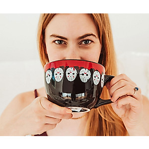 Silver Buffalo Friday the 13th Jason Mask Legacy Ceramic Soup Mug | 24-Ounce Bowl For Ice Cream, Cereal, Oatmeal | Large Coffee Cup For Espresso, Caffeine | Horror Movie Gifts and Collectibles