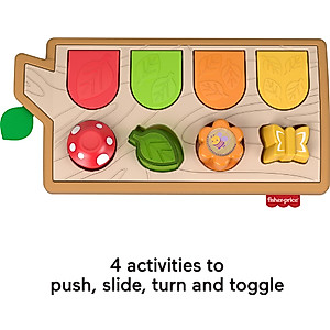 Fisher-Price Baby Toy Hide & Peek Pop-Up Animal-Themed Sensory Activity with Wood Accents & Sounds for Ages 9+ Months