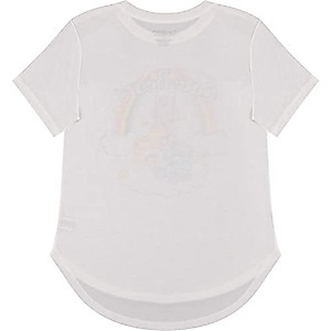 Care Bears Ladies Fashion Shirt - Ladies Classic Clothing - Cheer Friend Funshine Good Luck Curved Hem Tee (White, Small)