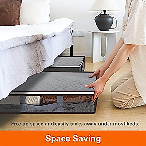 Vieshful Under Bed Storage Containers Foldable Underbed Storage Bags Clothes Organizers for Bedroom Closet Dorm Blankets Sweaters Toys with Clear Window, Reinforced Handle, Sturdy Structure, 40L, 3-Pack, Grey