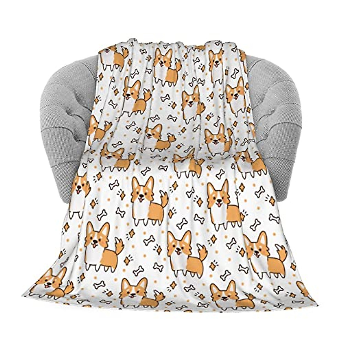 FeHuew Adorable Cute Corgi Seamless Soft Throw Blanket 40x50 inch Lightweight Flannel Fleece Blanket for Couch Bed Sofa Travelling Camping for Kids Adults