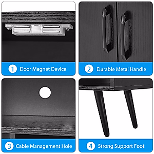 Panana TV Stand Television Console Unit Cabinets with 3 Open Cubby and 2 Doors for Living Room Bedroom for TVs up to 70 Inches (62.99 Inches Black)