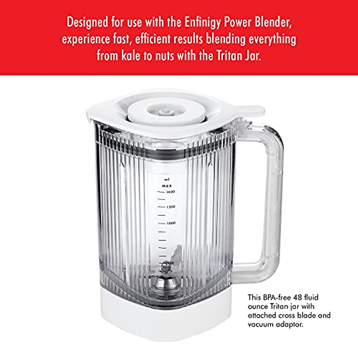 ZWILLING Enfinigy 48-oz Power Blender Jar with Cross Blade and Vacuum Lid - White