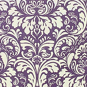 DII CAMZ33546 100% Cotton, Machine Washable Heavy Duty Canvas Reusable Shopping Tote Bag, Natural and Eggplant Damask, Set of 3