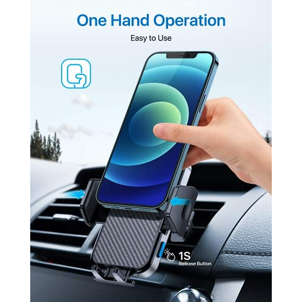 andobil Car Vent Phone Holder Mount [Upgraded Steel Hook, 3-Point Stable] Universal Vent Clip Cell Phone Holder Compatible with iPhone 14 Pro Max, Plus, 13, 12, S22, S23 etc, 360 Adjustable Holder