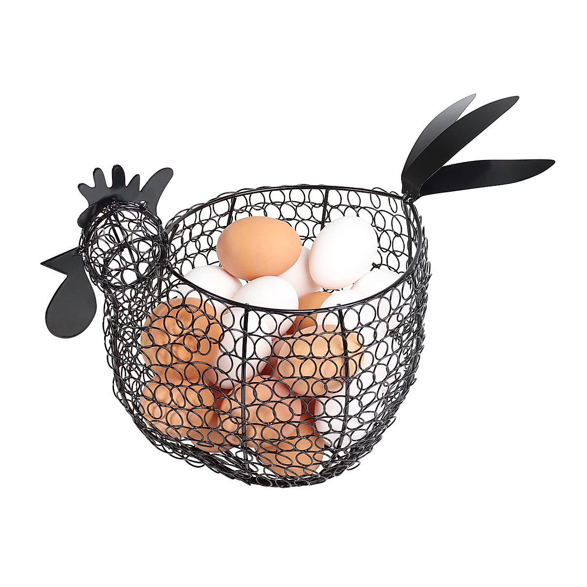 Rural365 Black Metal Chicken Egg Basket - Egg Basket for Gathering Fresh Eggs - Rustic Decor Chicken Basket Egg Holder
