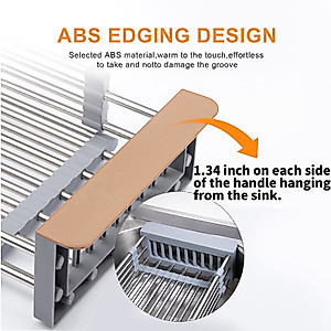 MSAAEX Expandable Dish Drying Rack, Over Sink Dish Drying Rack , Draining Dishes & Fruit Drain- Rustproof Stainless Steel for Kitchen, Rugged Sink Drain Rack (Gray)