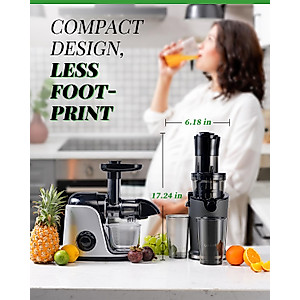 GDOR Cold Press Juicer Machines, Masticating Juicer Extractor with 3.5-Inch Feed Chute, Slow Juicer With High Yield, Easy to Clean,Grey