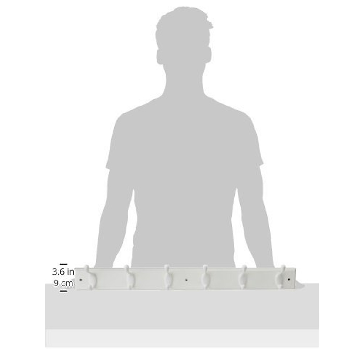 Franklin Brass Heavy Duty Coat and Hat Hook Rail Wall Hooks 6 Hooks, 27 Inches, White/White, RPLR6DJ-PWW-L1